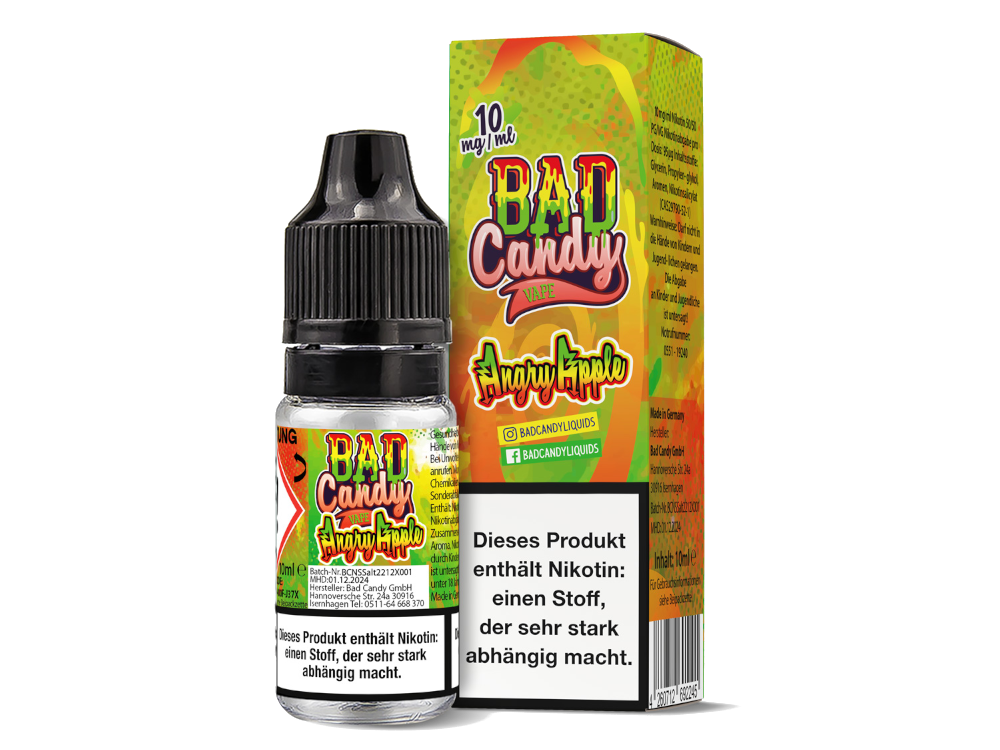 Bad Candy Liquids - Angry Apple Nikotinsalz Liquid 10ml – Die Grüne ...